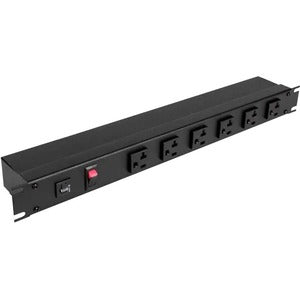Rack Solutions 20A Horizontal Rackmount Power Strip with 6 Front Outle